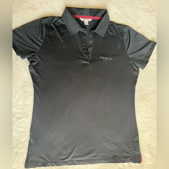 Tesla | Tops | Tesla Polo Shirt Black Buttom Up Collar Sz Med | Poshmark